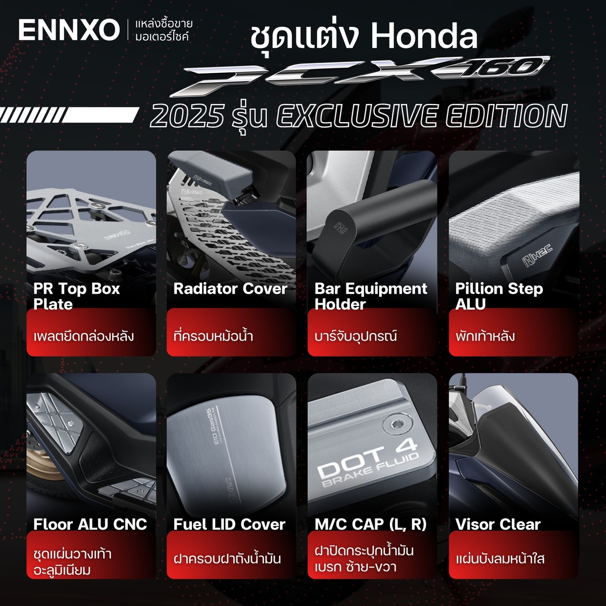 สเปค Honda PCX 160 2025 ส่องตัวท็อปและการปรับโฉมใหม่ของพีซีเอ็กซ์ | ENNXO