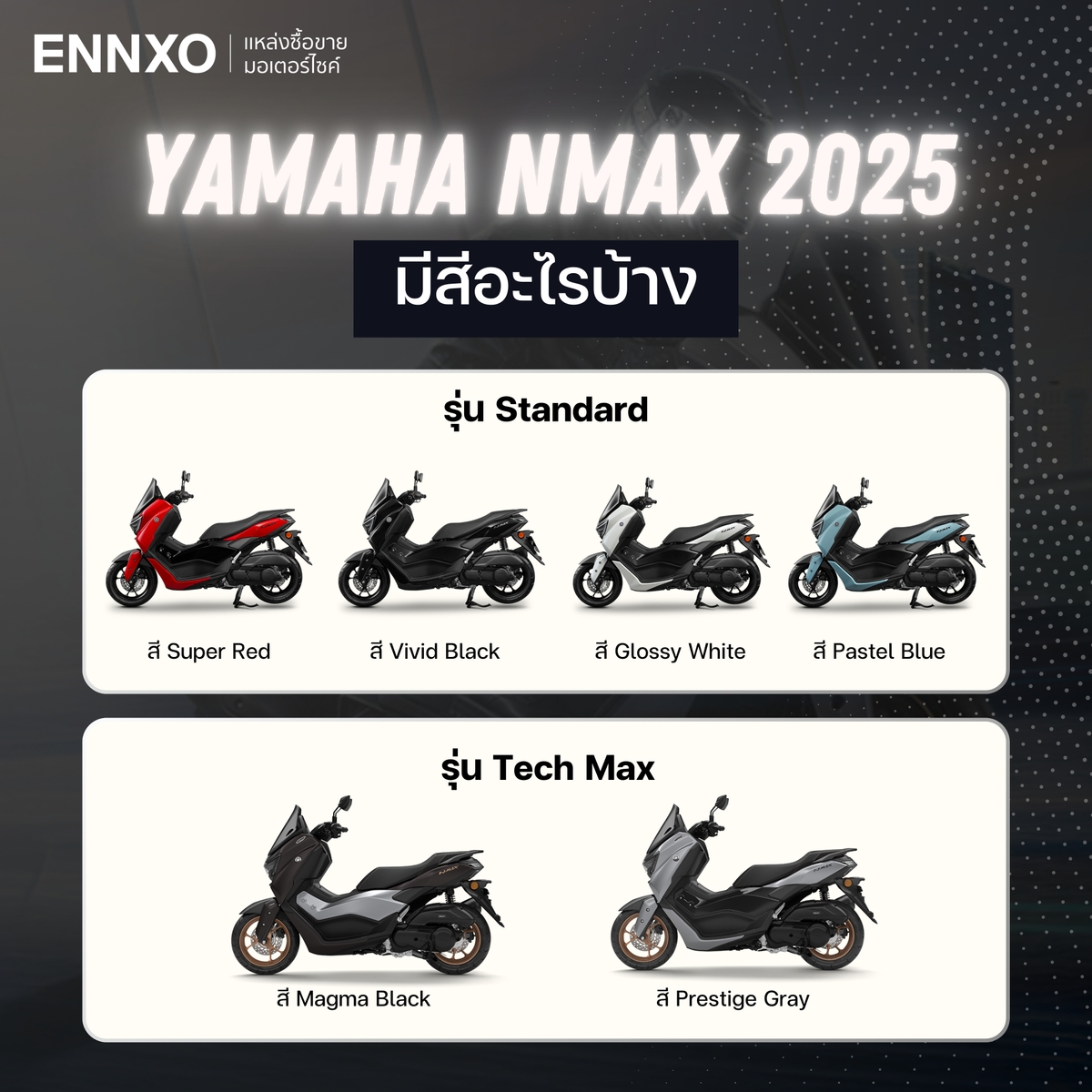 เปิดตัว Yamaha NMAX รุ่นใหม่ปี 2025 ในไทย มีกี่รุ่น สีอะไรบ้าง | ENNXO