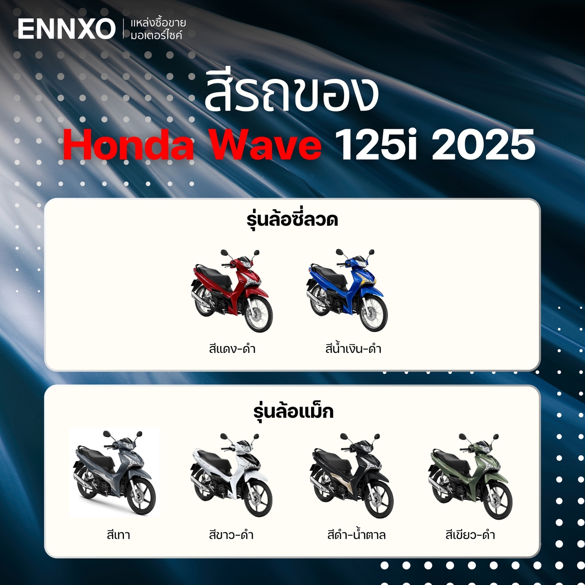 ราคา Honda Wave 125i 2025 ตารางผ่อนเวฟ 125i 2025 ปลาวาฬรุ่นล่าสุด | ENNXO