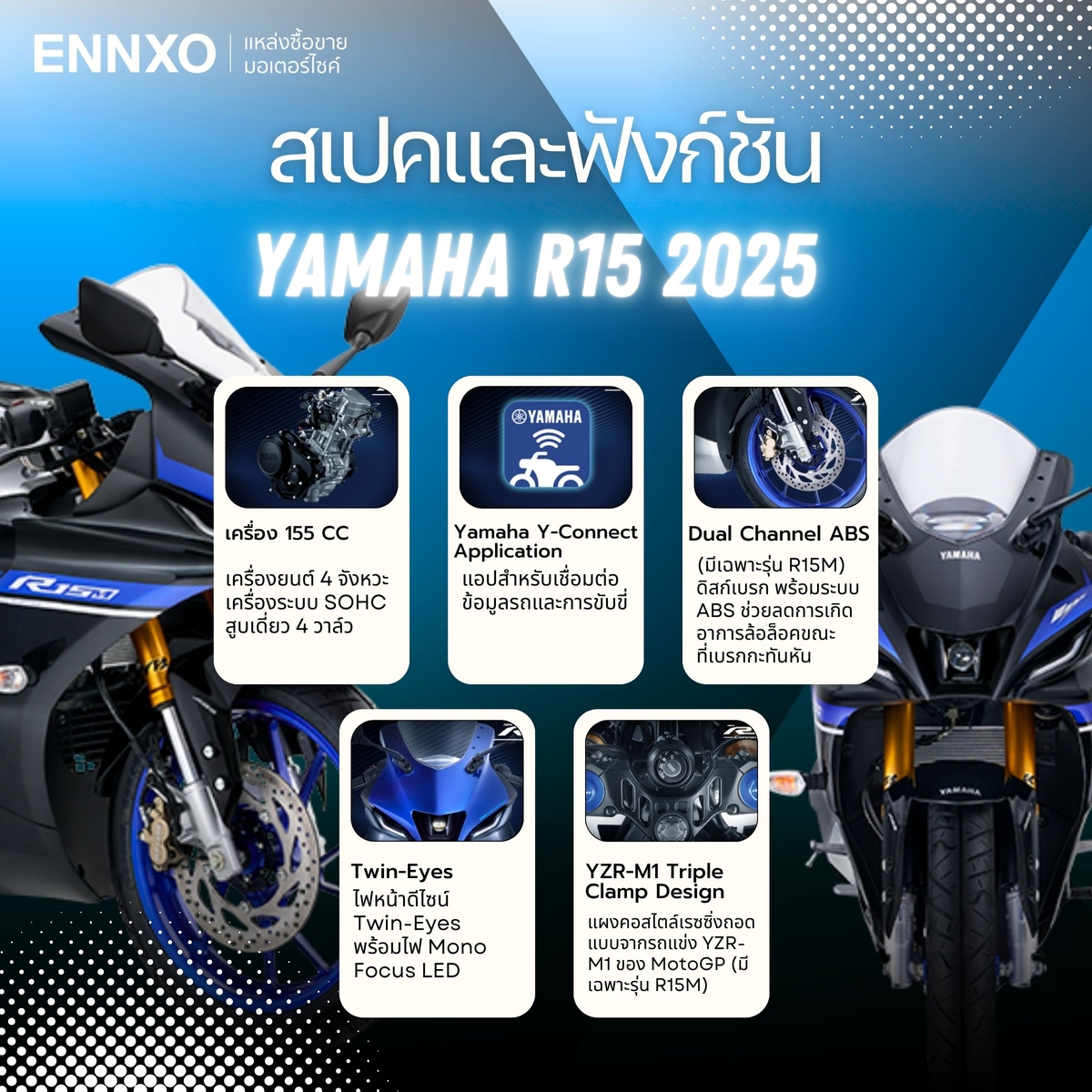 ราคา Yamaha R15 2025 เช็คตารางผ่อน ดาวน์ ยามาฮ่า R15 ตัวใหม่ | ENNXO