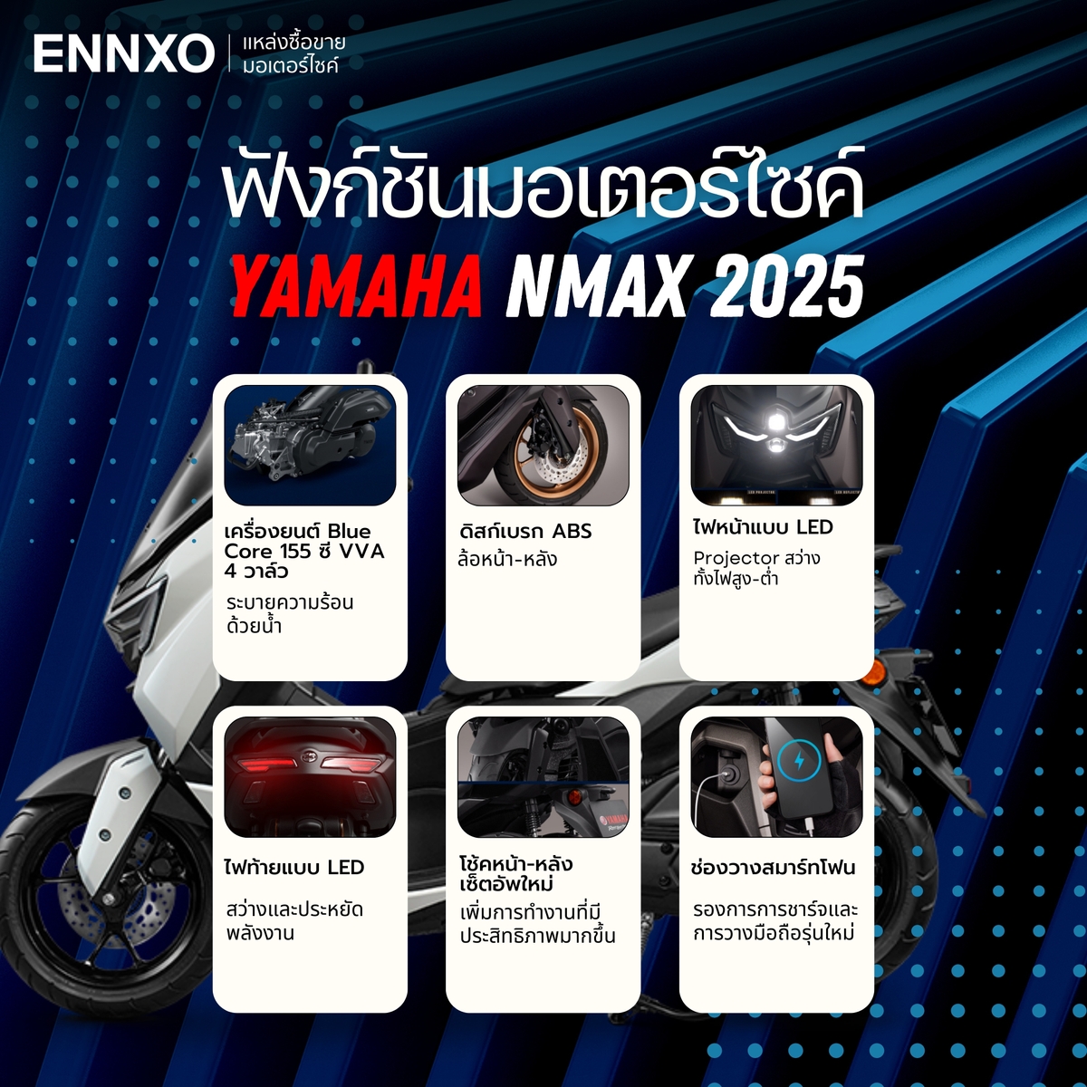 ราคาและตารางผ่อน-ดาวน์ Yamaha NMAX 2025 (ยามาฮ่า เอ็นแม็กซ์) ใหม่ | ENNXO