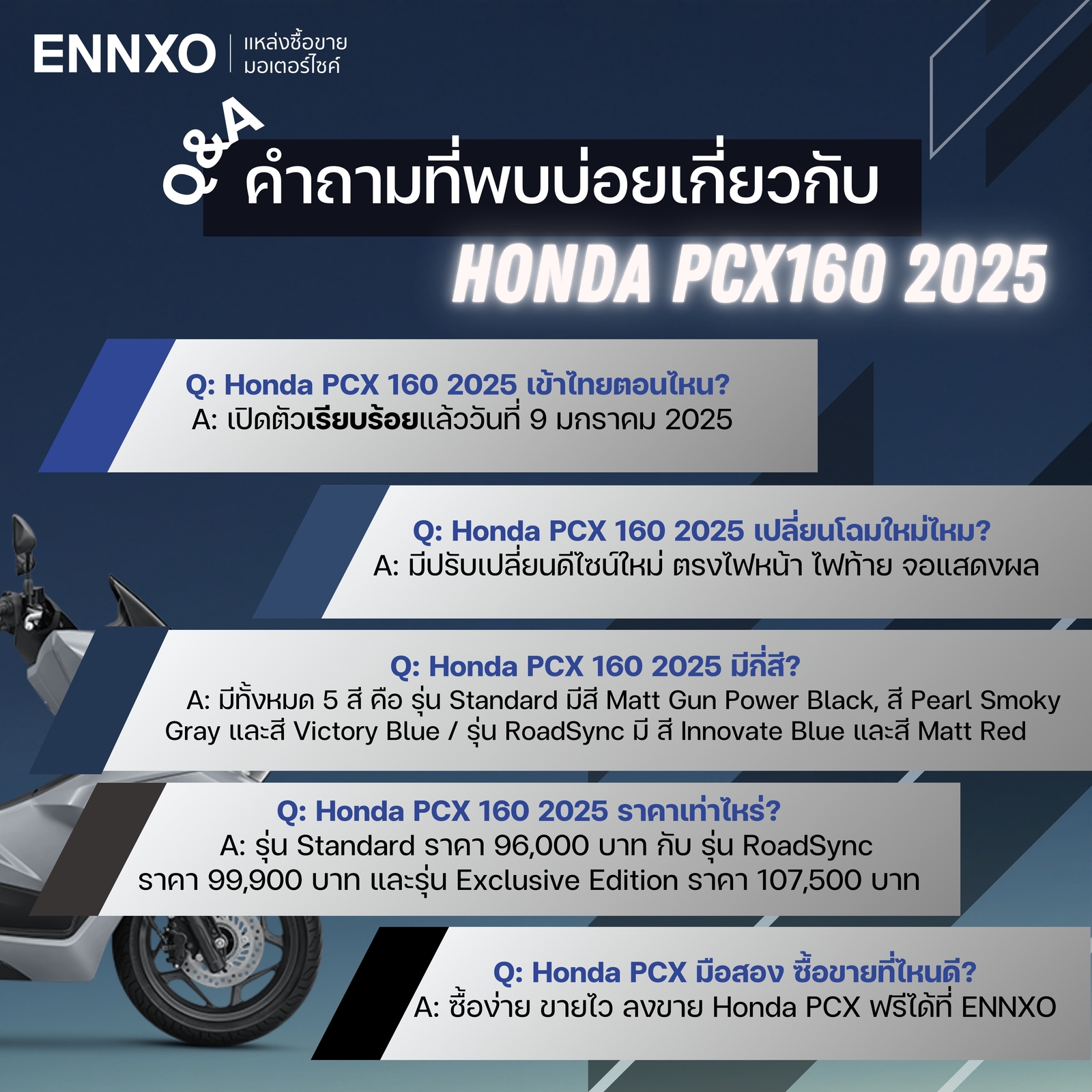 Honda PCX 160 ปี 2025 เปิดตัวใหม่ล่าสุดเมื่อไหร่ มีรุ่นและสีอะไรบ้าง ...