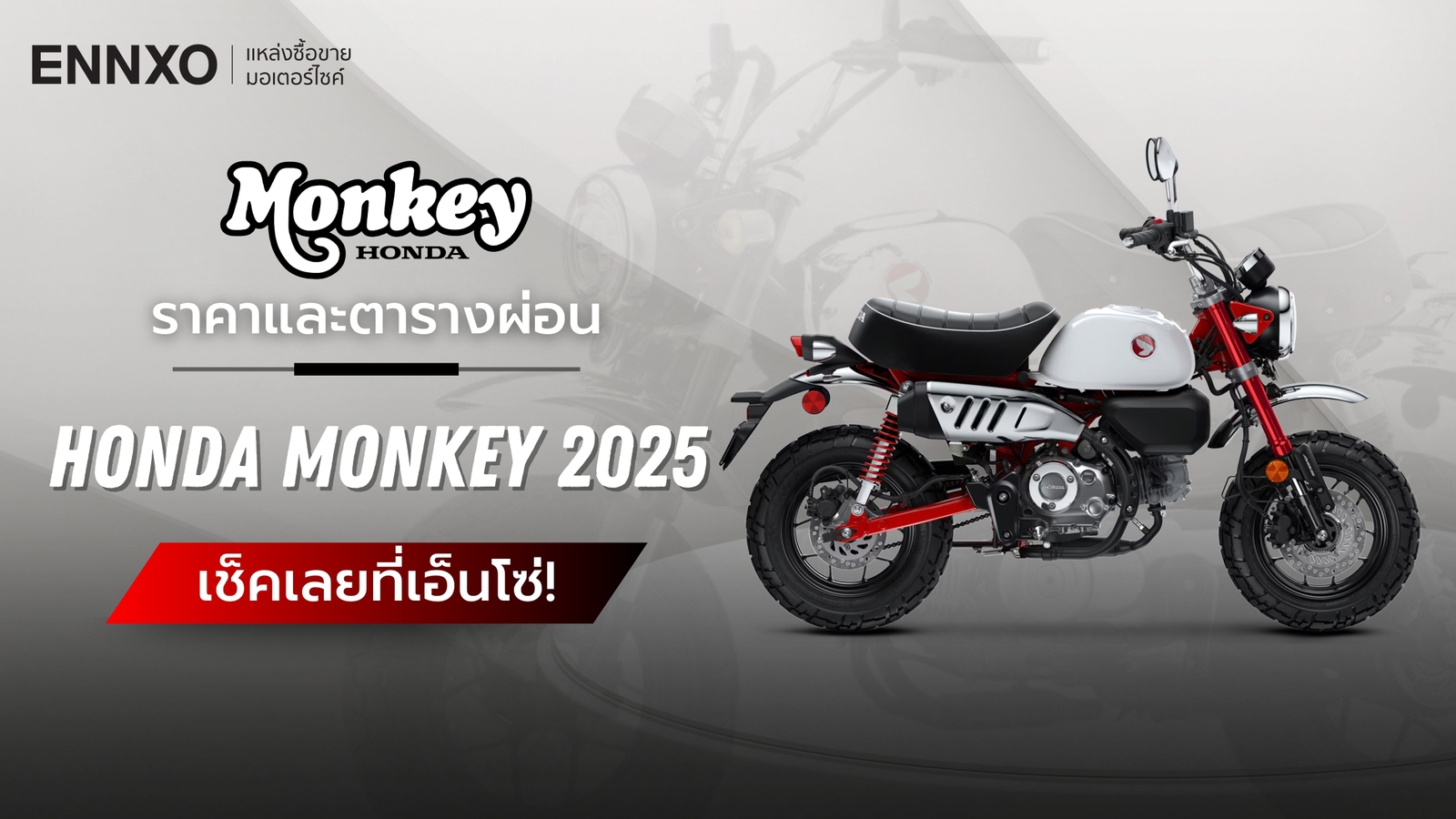 Honda Monkey 2025 ตารางผ่อน พร้อมเช็คฮอนด้า มังกี้ ราคาเท่าไหร่ | ENNXO