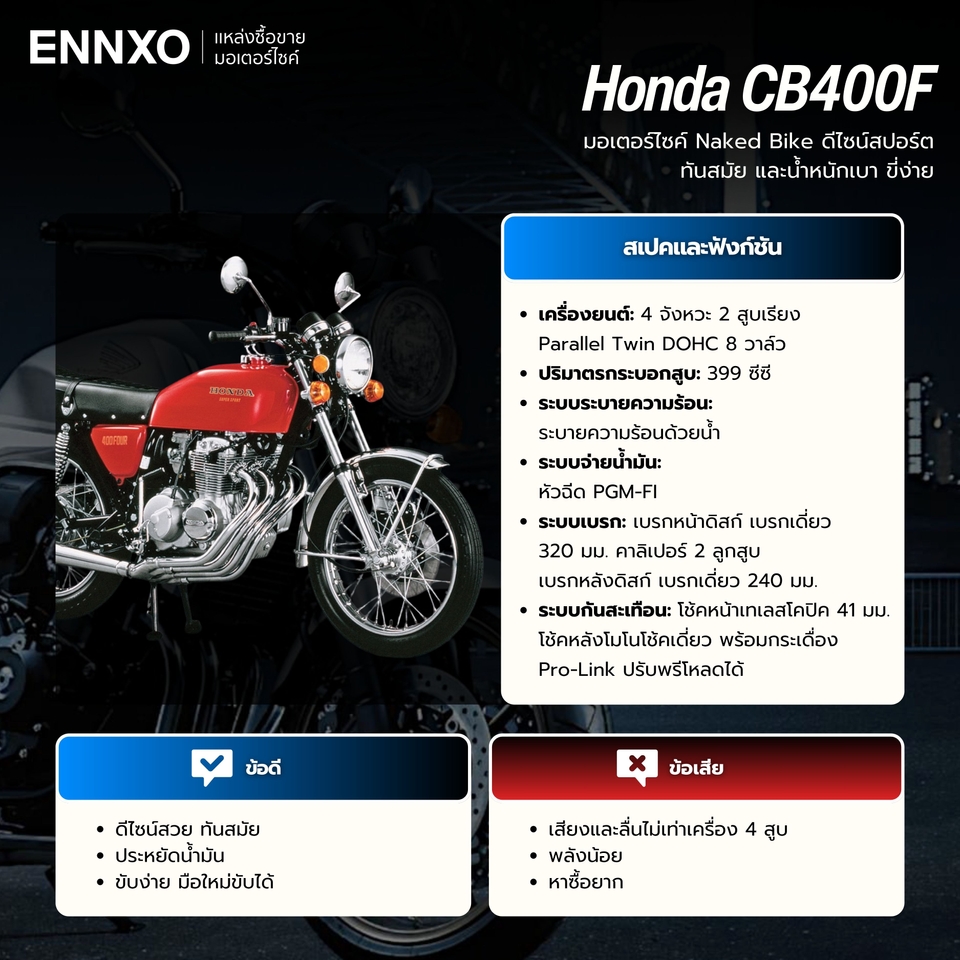 Honda CB400 แต่ละรุ่นต่างกันยังไง มีข้อดี ข้อเสียอะไรบ้าง | ENNXO