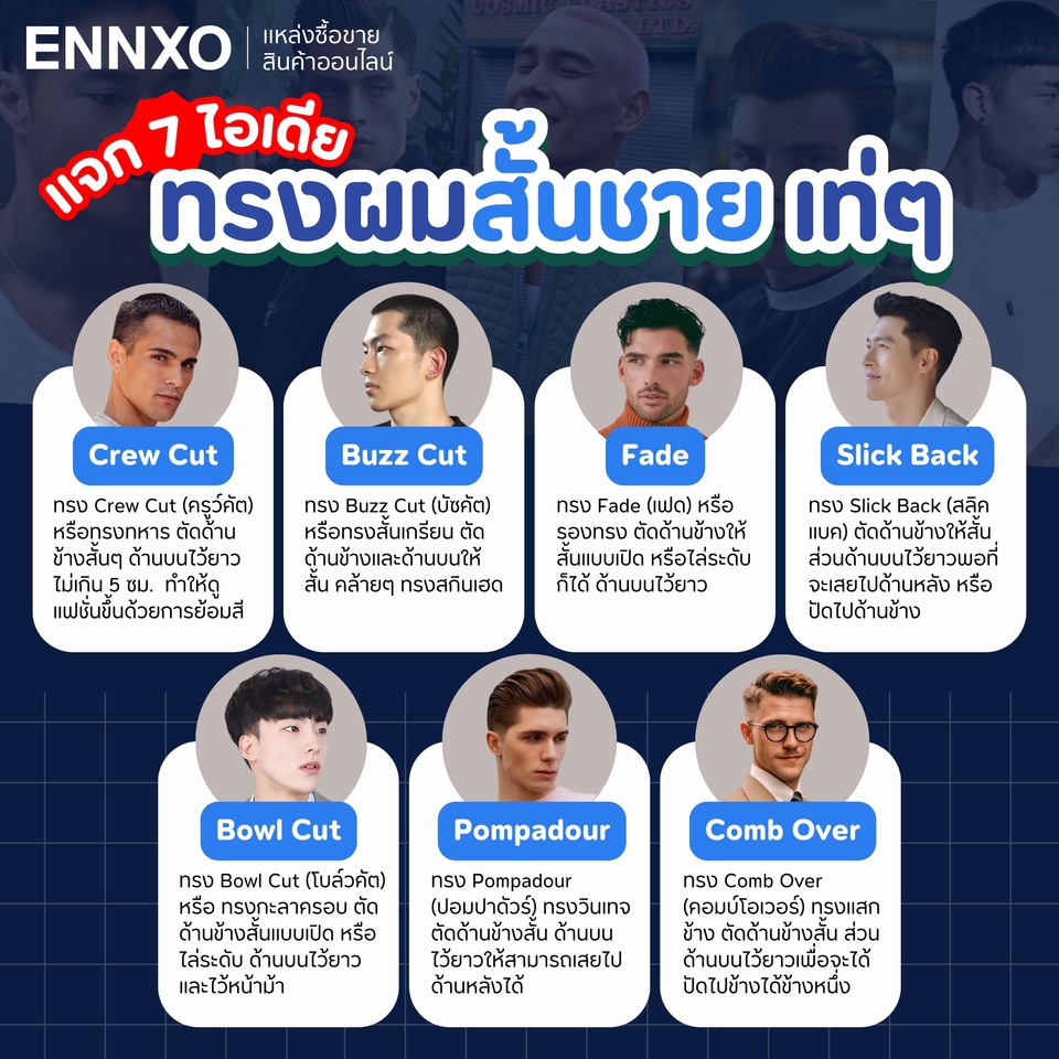 รวมทรงผมสั้นชาย เท่ๆ 2024 ยอดฮิต เข้ากับทุกสไตล์ ตัดตามกันได้เลย | ENNXO
