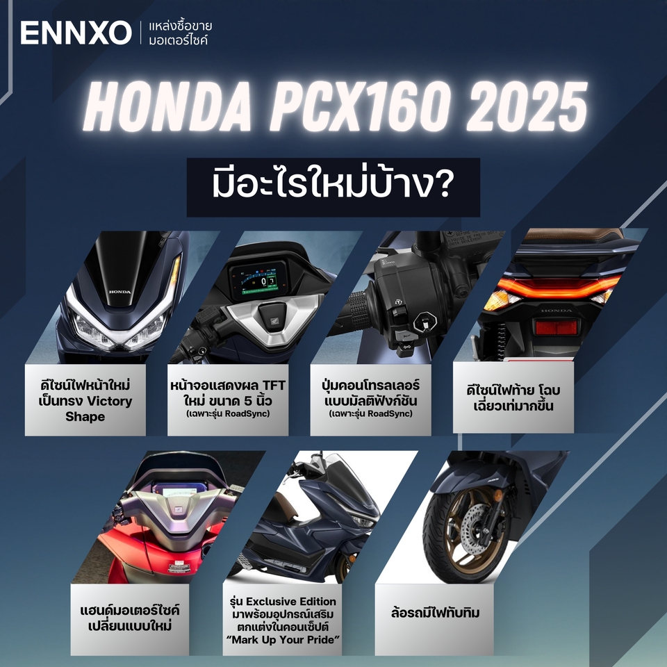 Honda PCX 160 ปี 2025 เปิดตัวใหม่ล่าสุดเมื่อไหร่ มีรุ่นและสีอะไรบ้าง | ENNXO