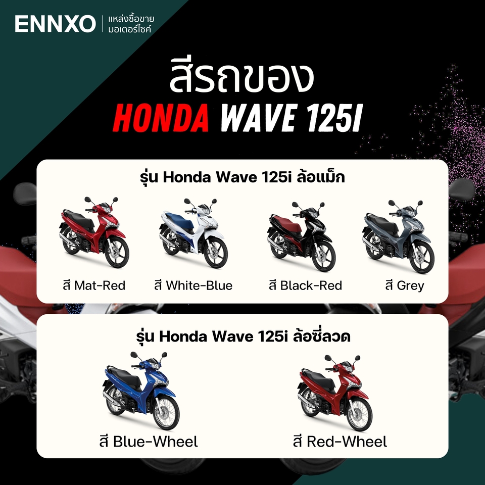 ราคาและตารางผ่อน Honda Wave 125i 2024 ฮอนด้า เวฟ 125i ปลาวาฬรุ่นใหม่ | ENNXO
