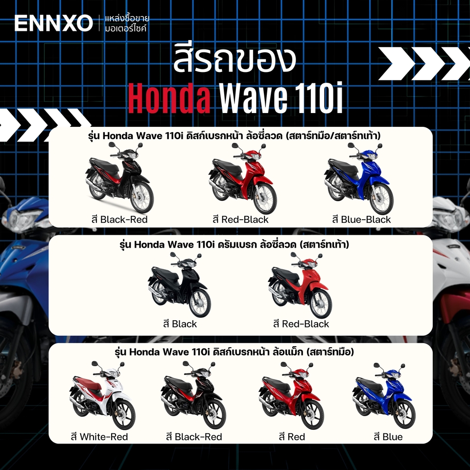 ราคาและตารางผ่อน-ดาวน์ New Honda Wave 110i 2024 ฮอนด้า เวฟ 110i รุ่นใหม่ | ENNXO
