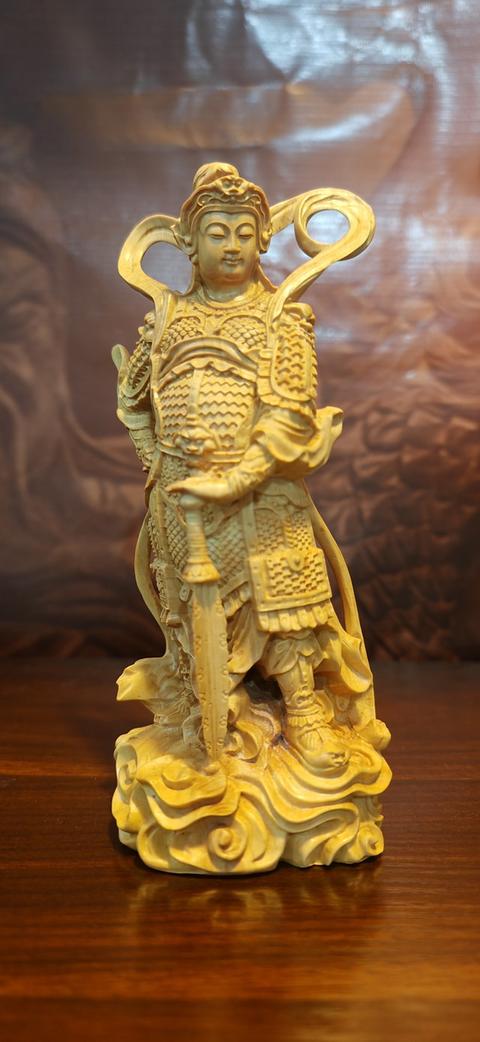 เทพเจ้ากวนอู 關羽-พระเวทโพธิสัตว์ 韋馱菩薩 ไม้หวงหยางมู่ สูง 18x9x8 ซม. | ENNXO