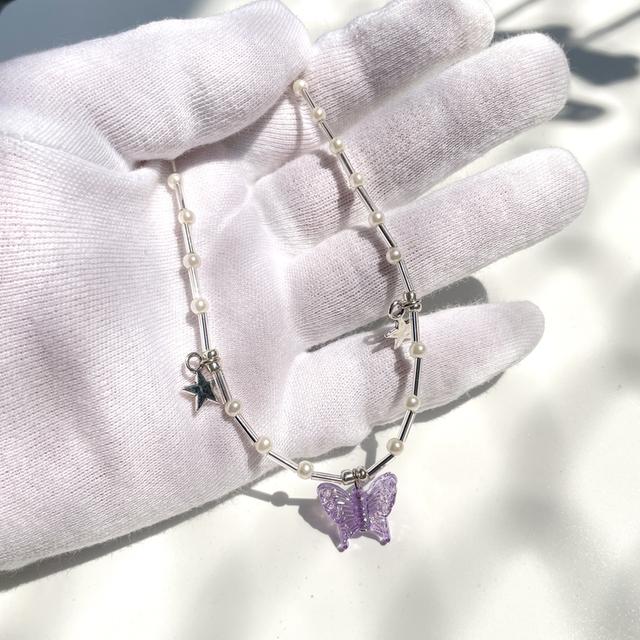 สร้อยคอลูกปัด จี้ผีเสื้อ y2k 🦋 ปรับความยาวได้ Handmade Beaded choker necklace | ENNXO